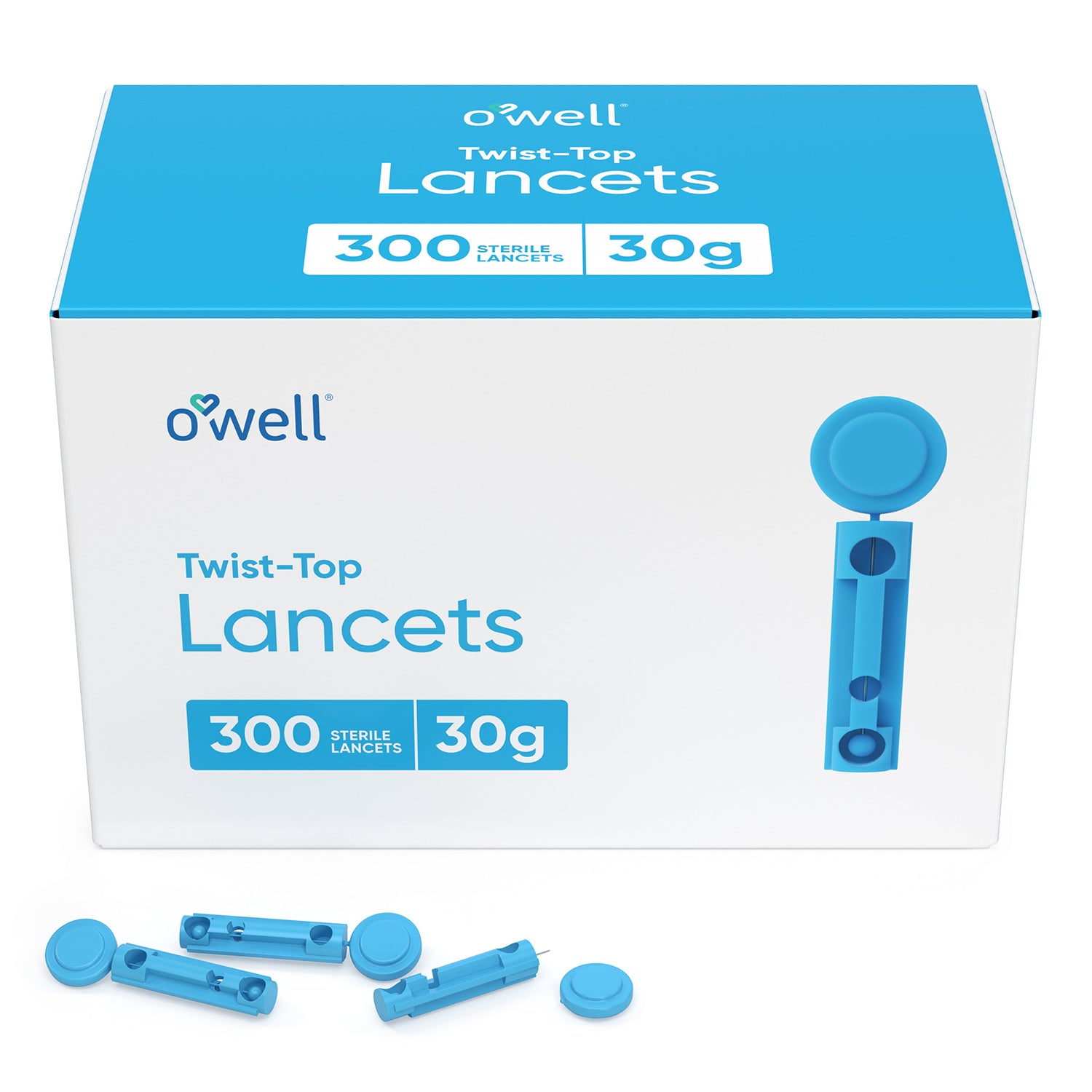 OWELL® Twist Top Lancets, 30 Gauge (300 Count) – Easy, Precise Blood ...
